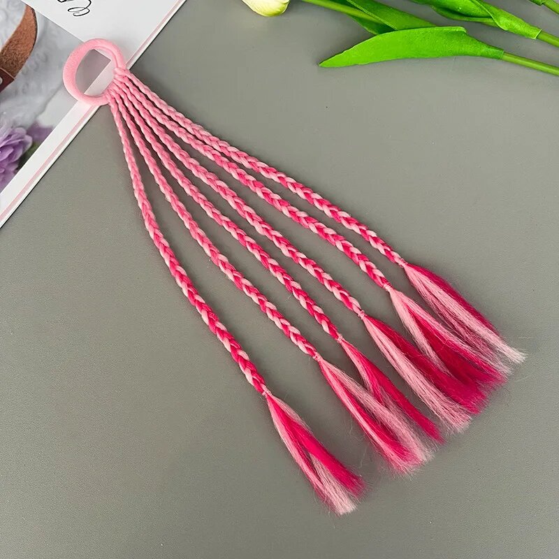 Детские цветные косички из полиэстера Розовый, FS459-3