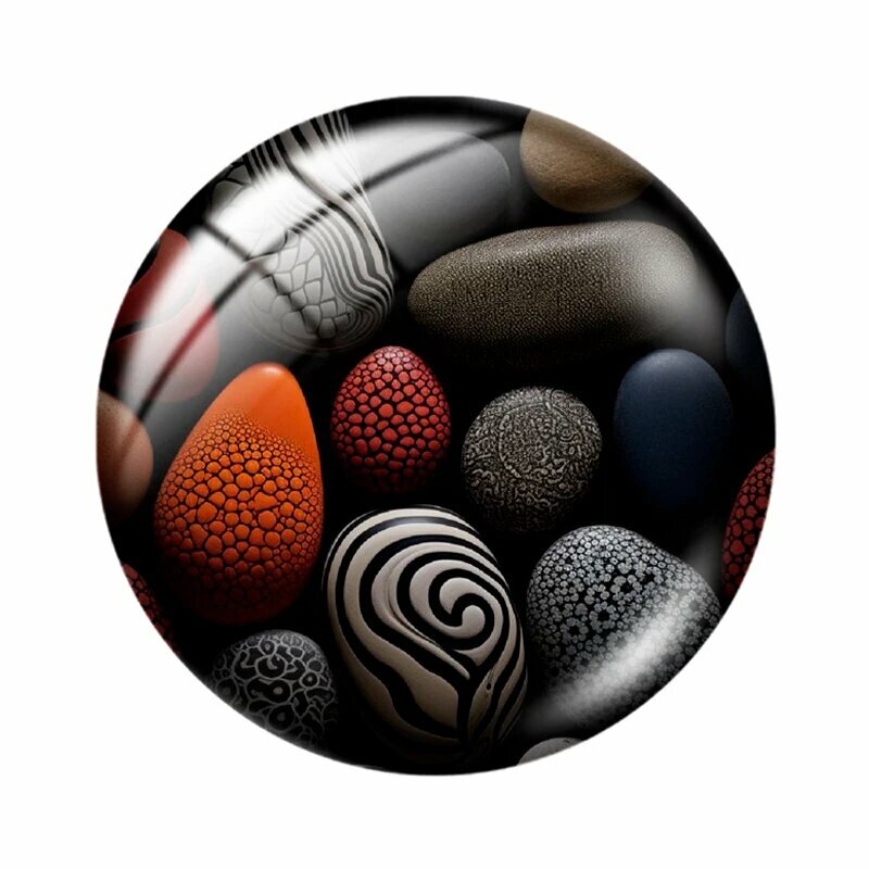 Кабошоны стеклянные разноцветные 10 шт. Черный, 20 мм, 10pcs---BG1824-02