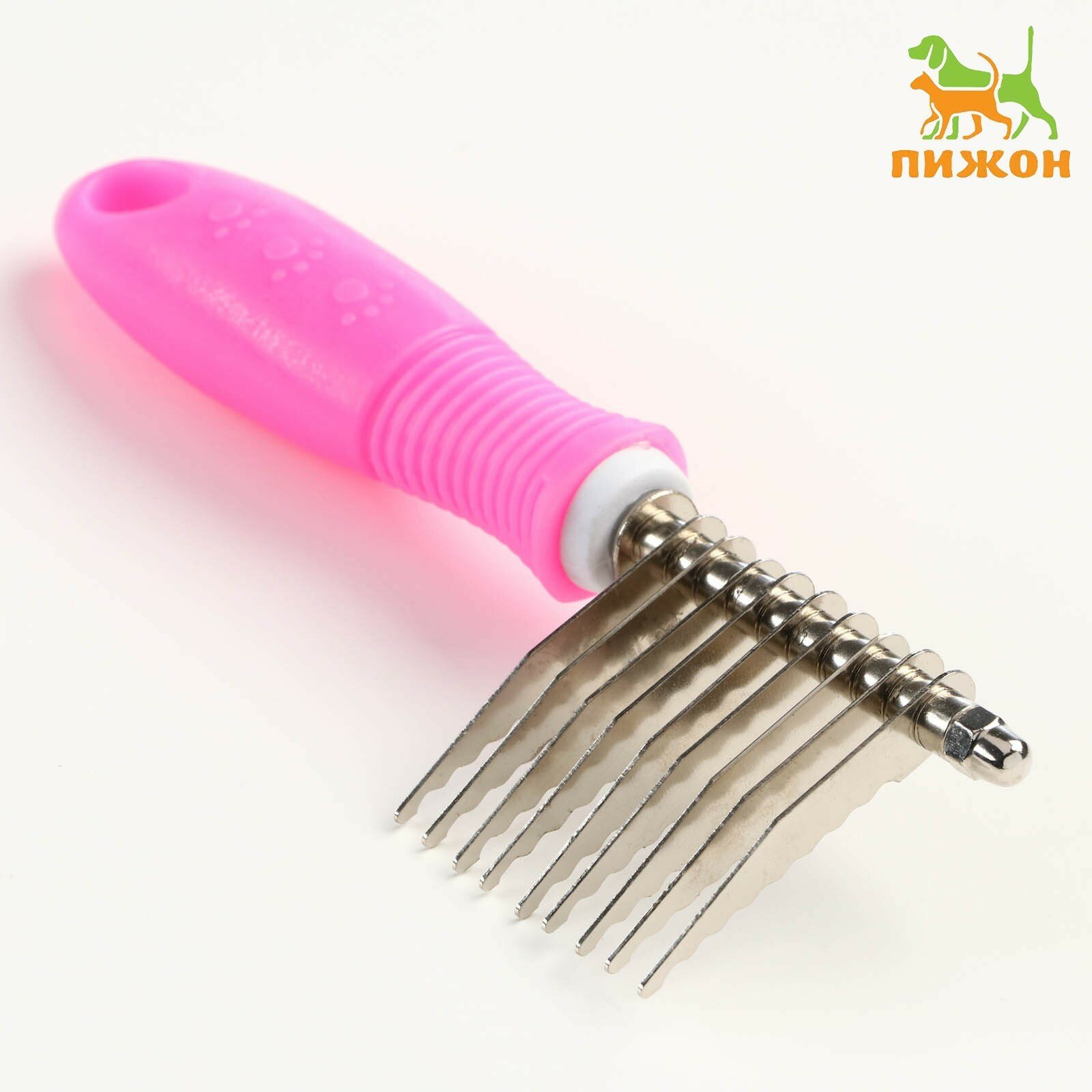 Колтунорез боковой "Комфорт" 9 лезвий, нескользящая резиновая ручка, розовый, 7437850