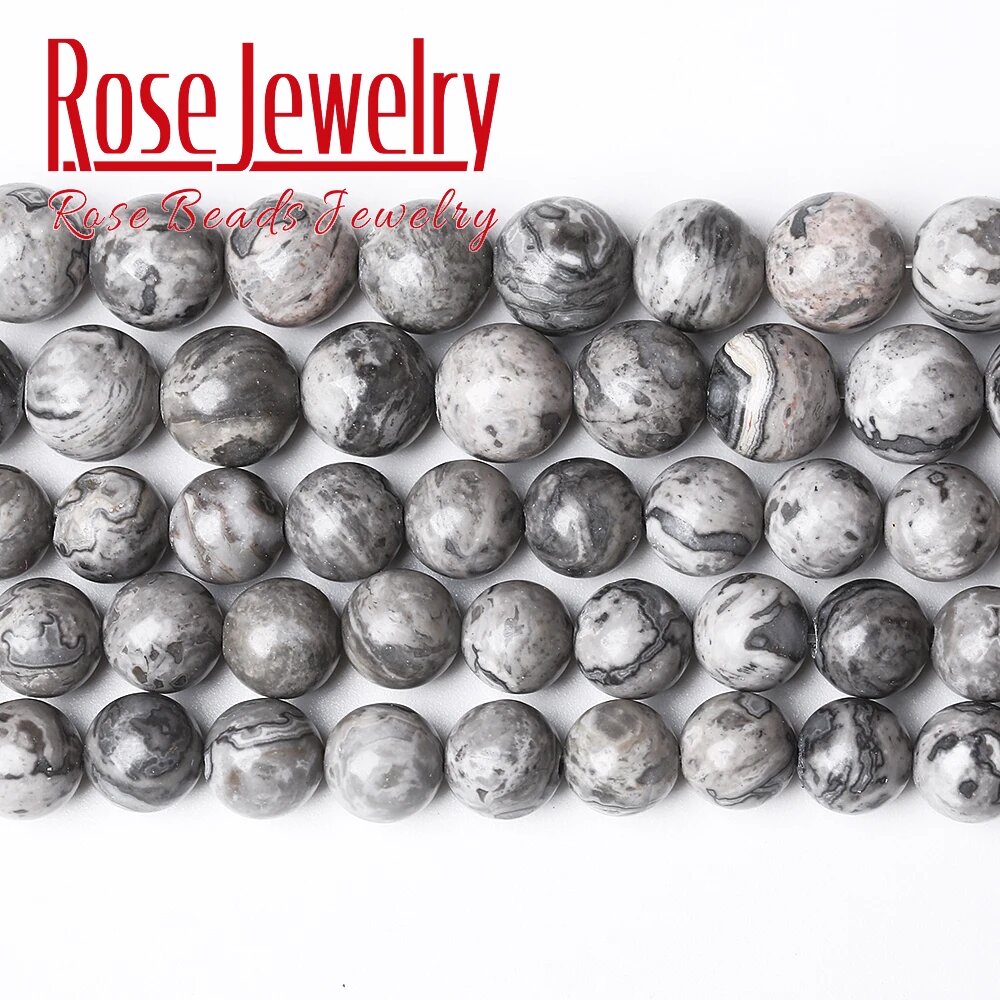 Бусины из камня Пикассо серый 4-12 мм Rose and Beads 10mm 38pcs beads