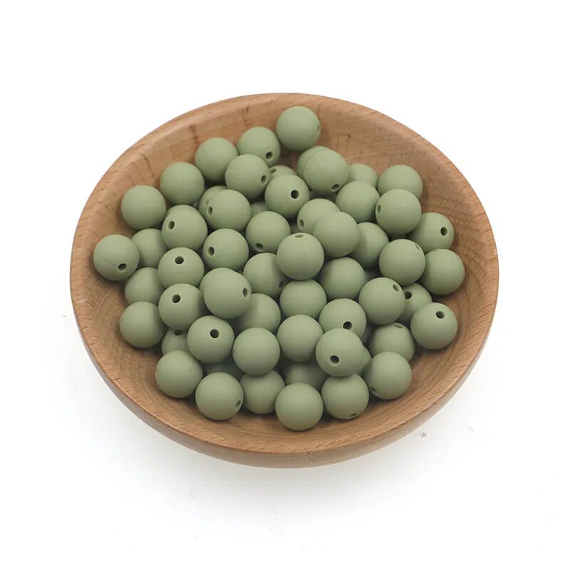 Силиконовые бусины зеленые Matcha green 9 мм, 50 шт.