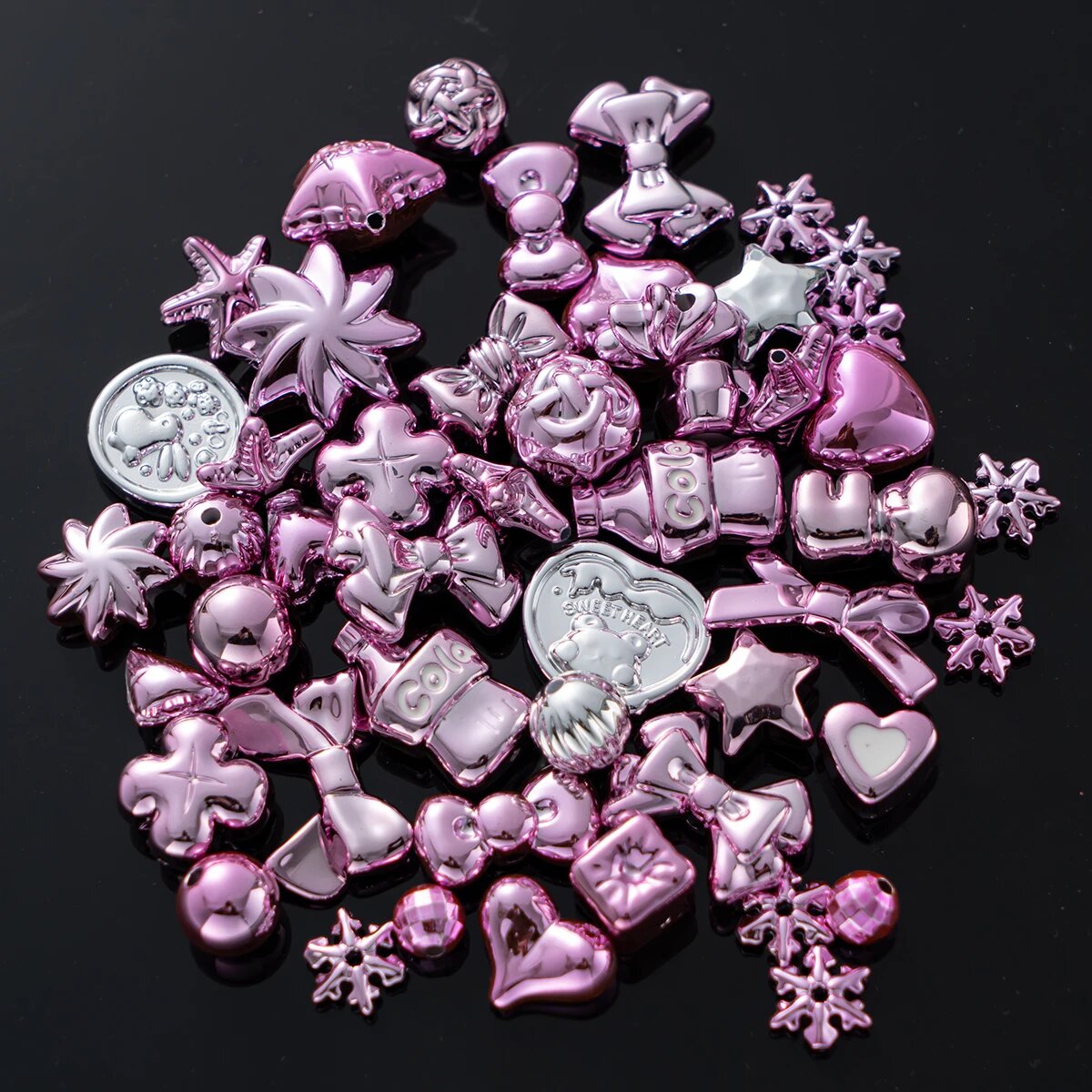 Акриловые подвески для бижутерии Pink Purple Silver 20г