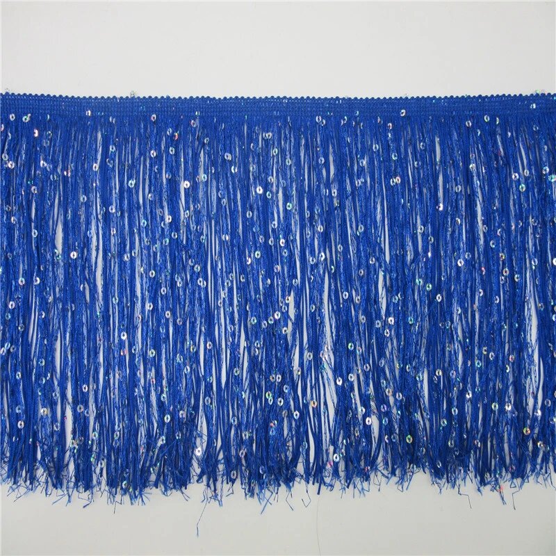Кружевная лента с бахромой YY-tesco многоцветная Темно-синий, Blue