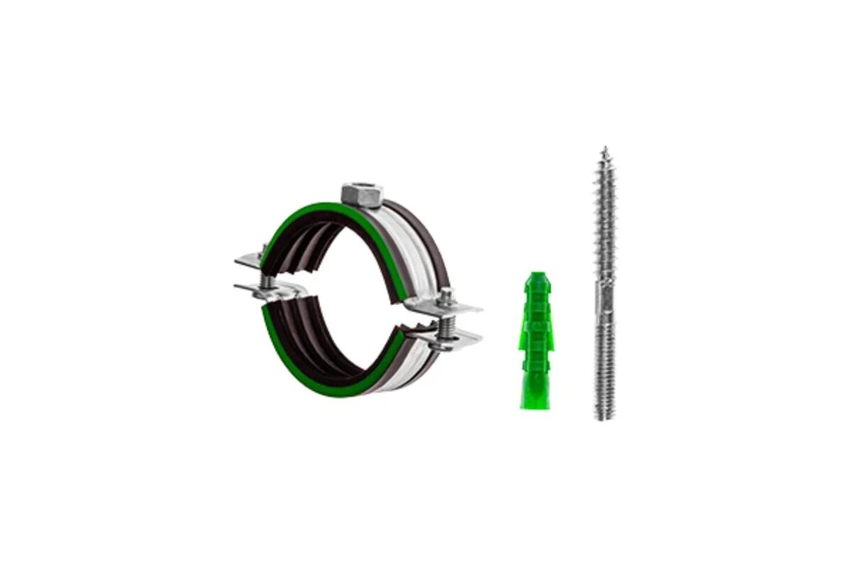 MAYER сантеххомут со шпилькой 10x100, дюбель для труб 108-116 мм и гайка М10 140400100