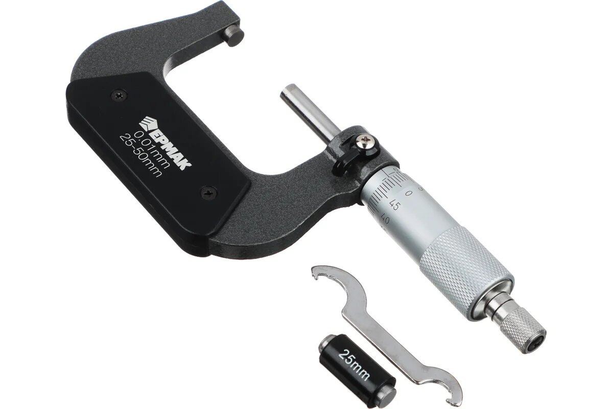 Ермак Микрометр механический 25-50 мм, прецизионный инструмент 660-021 для измерения