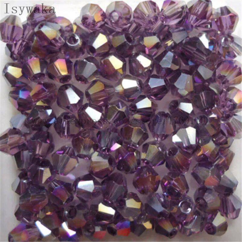 Бусины стеклянные фиолетовые purple ab 4 мм 100 шт