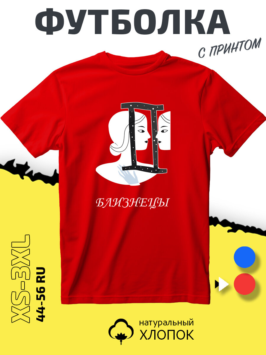 Футболка с принтом близнецы знак зодиака