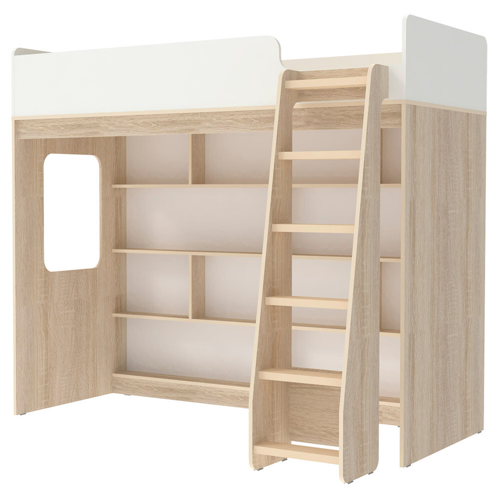 Кровать чердак Л-C601.2 80х190 Дуб Сонома Белый