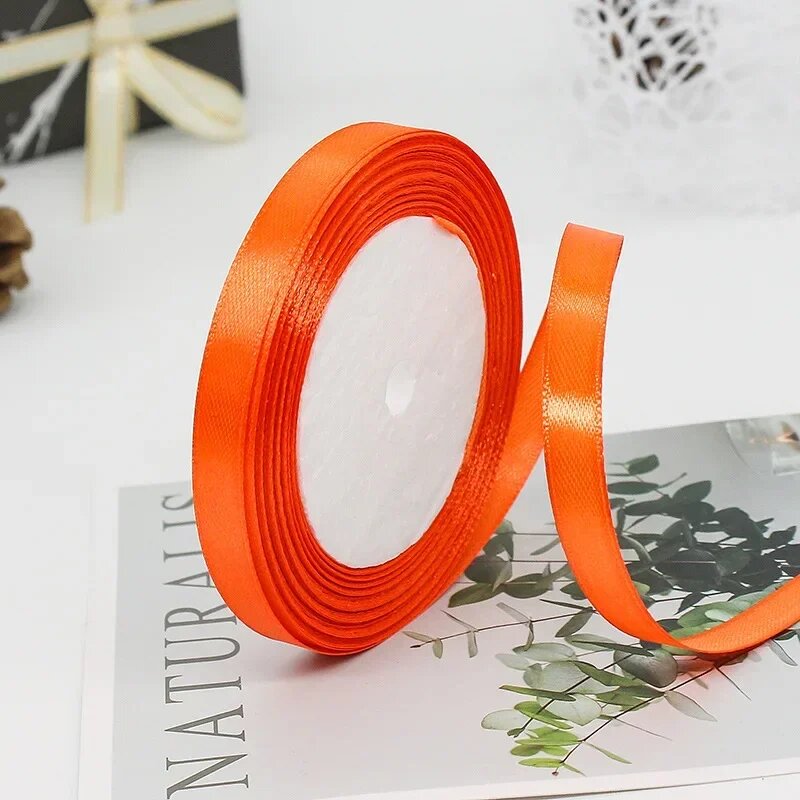 Мerylover атласные ленты 6-50 мм, 25 ярдов Оранжевый, fluorescence orange, 10mm ribbon