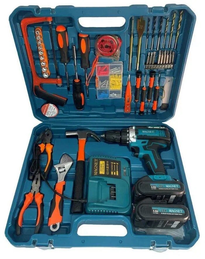 Комплект шуруповёрт MAGNET с 2 аккумуляторами, бесщеточный, в кейсе