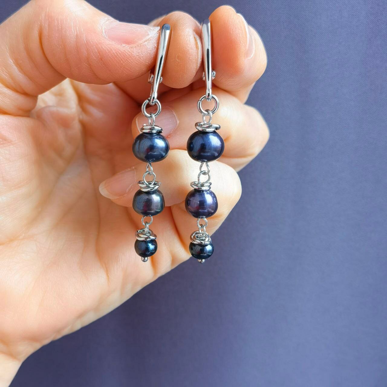 Серьги, жемчуг культивированный