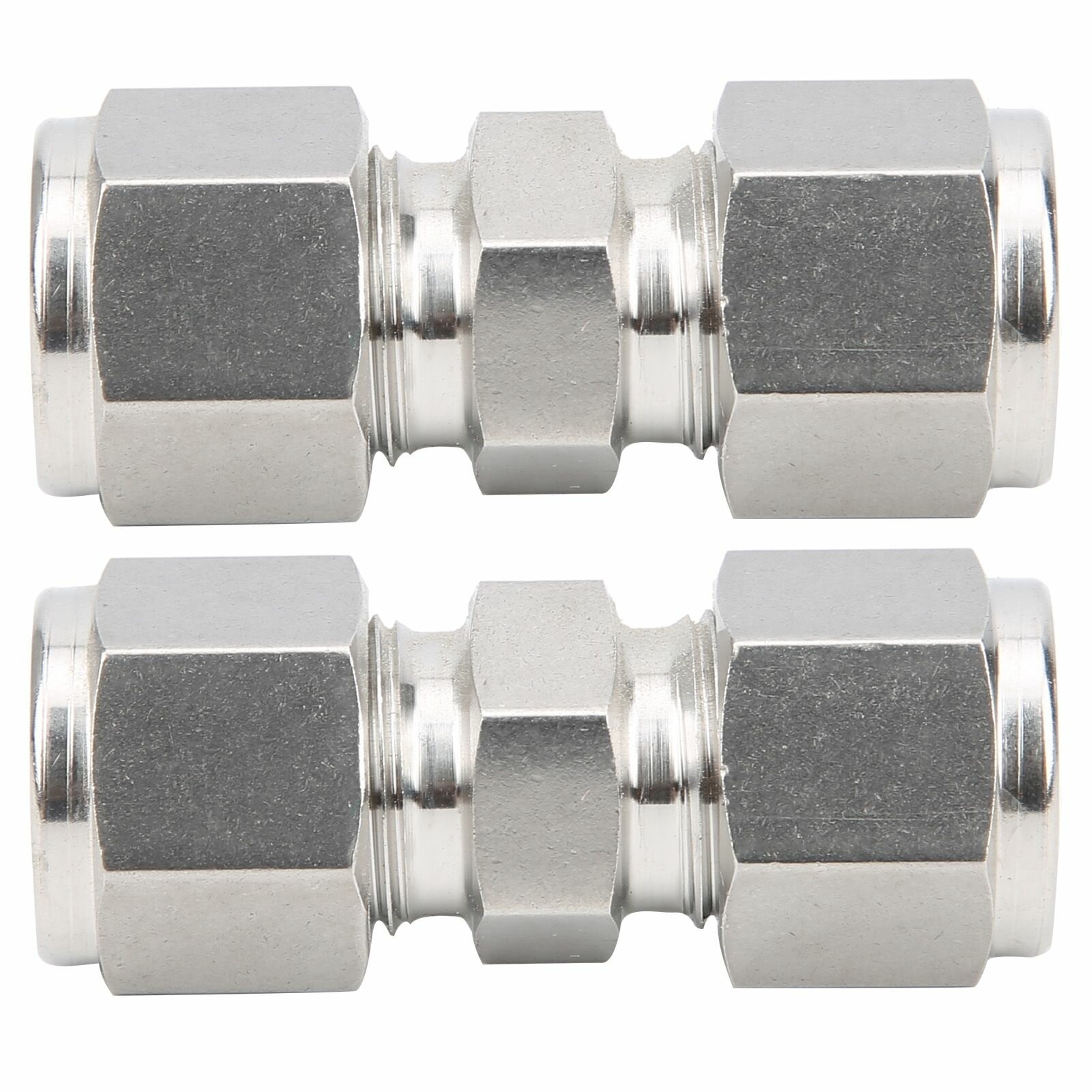 2 шт. компрессионный фитинг 316 нерж. сталь, прямой адаптер под трубку Ф10, 2 обжимных кольца