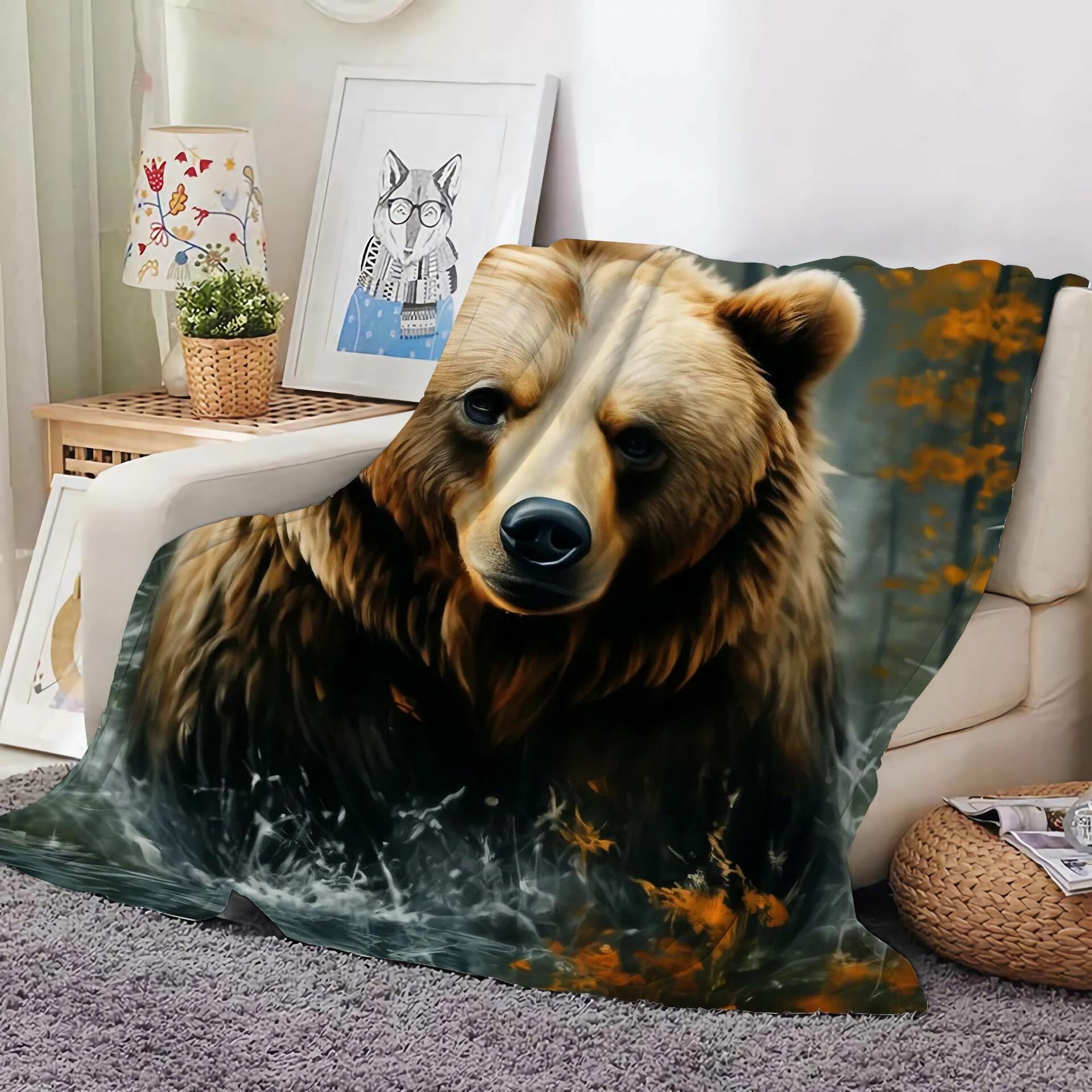 Одеяло "Медведь в лесу", фланель, полиэфирное волокно, 70x100 см