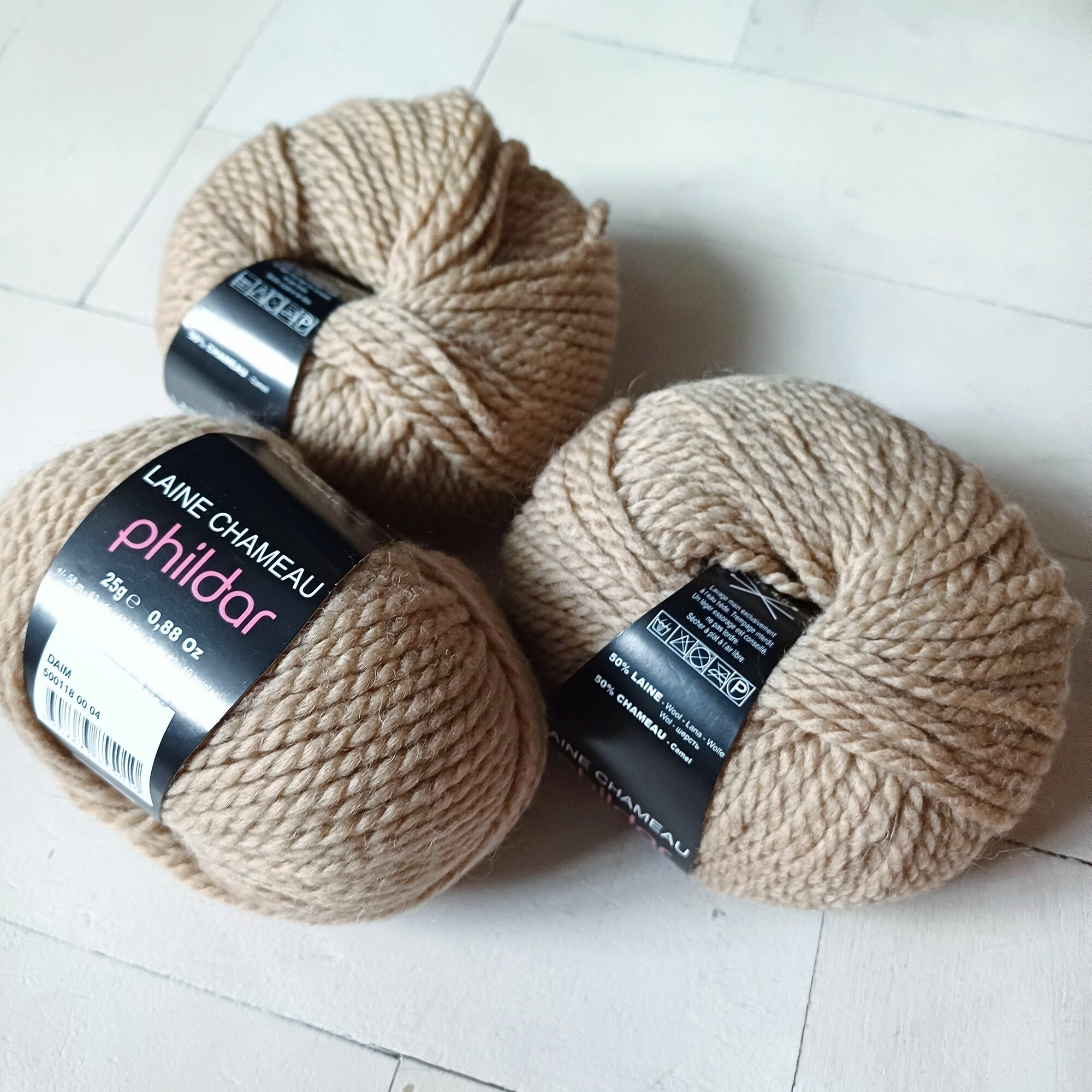 Пряжа Laine Chameau Phildar 50% мериносовая шерсть 50% пух верблюда, цвет 04 daim, 58м/25г, 3шт