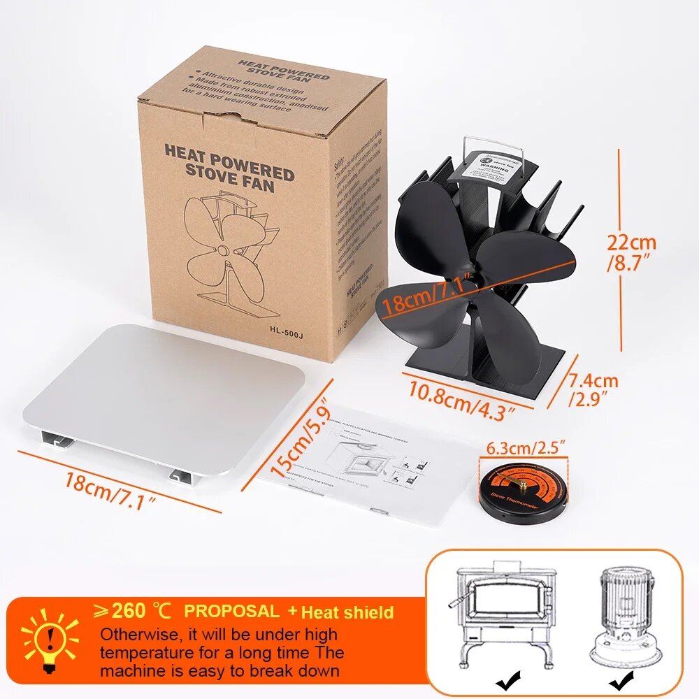 Каминный вентилятор combiubiu Fireplace fan With Heat shield Set