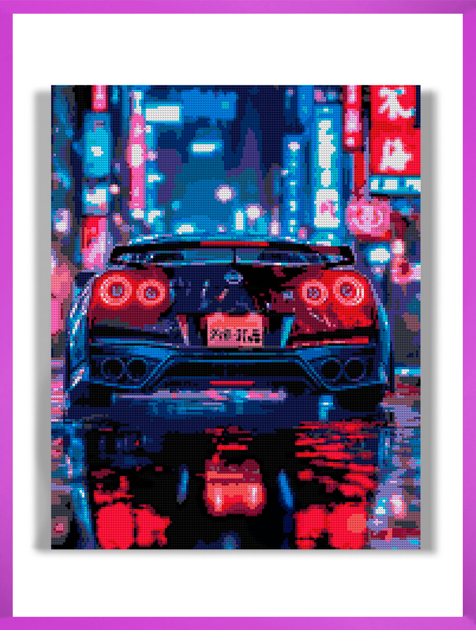 Алмазная мозаика на подрамнике - вышивка Nissan GT-R 40 х 50 см