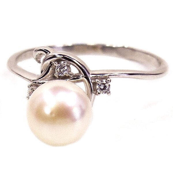 Кольцо, серебро, 925 проба, родирование, фианит, жемчуг