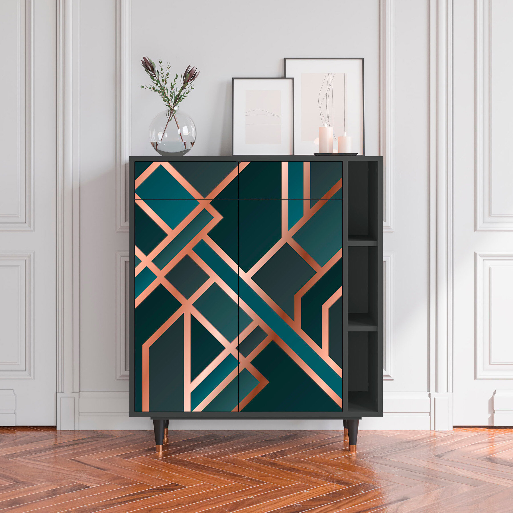 Комод - STORYZ - BS6 Bronze Crossroad, Размер - 94 x 110 x 41 см, Цвет корпуса - , Антрацит