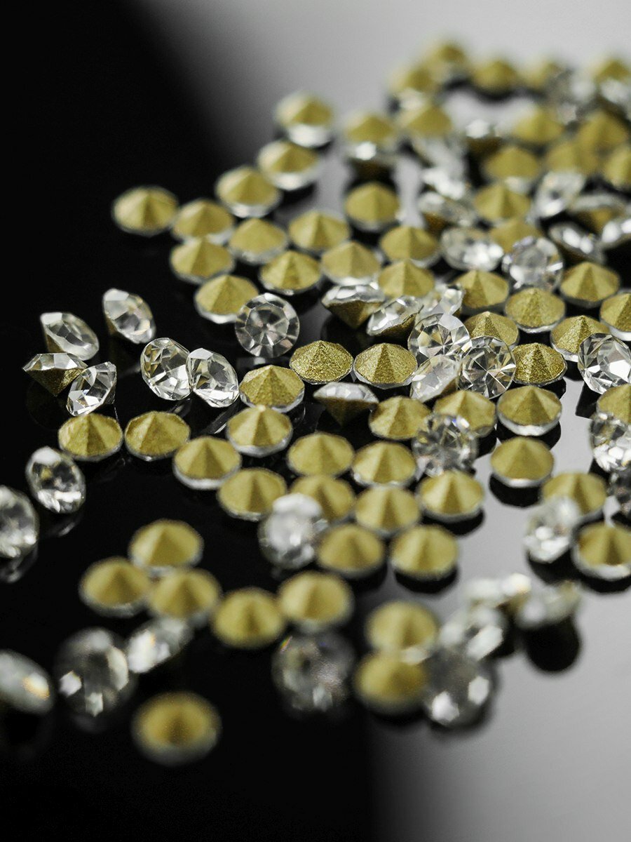 Стразы ювелирные конусовидные/конусные хрустальные (упаковка 100 шт.), размер 2.8 мм, горный хрусталь, цвет прозрачный