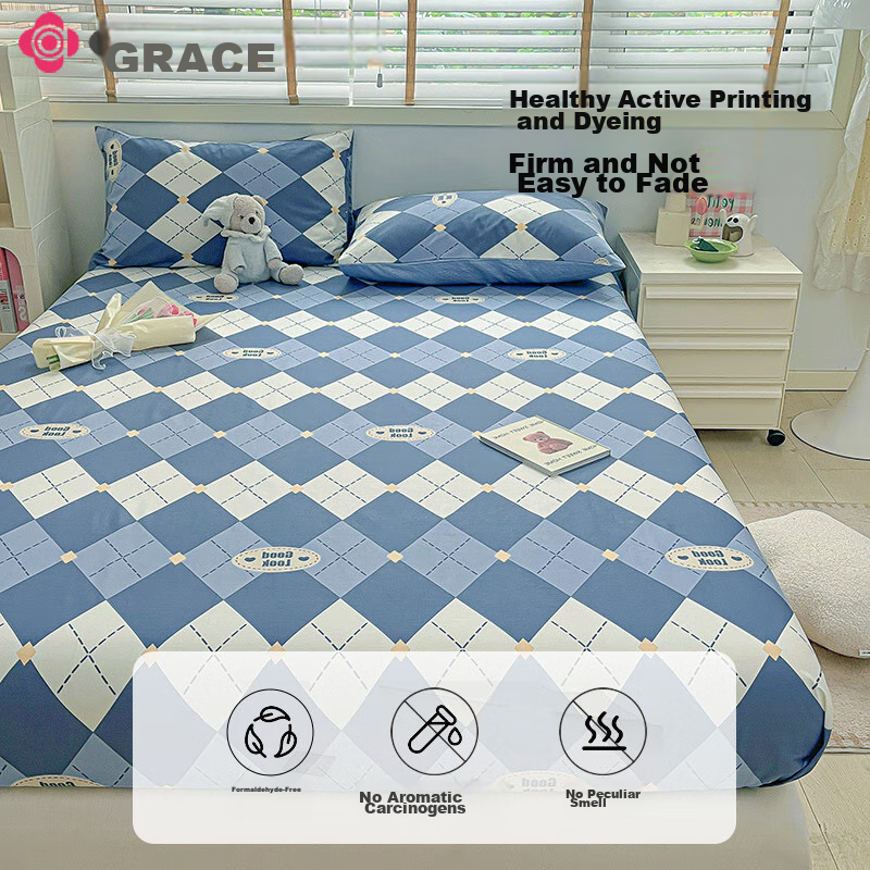 Jieliya (Grace) Class A Pure Cotton All-Season Skin-Friendly Sweat-Absorbing Bedding Sheet, Single Piece, 3A Antibacterial, 230*245cm, British Style