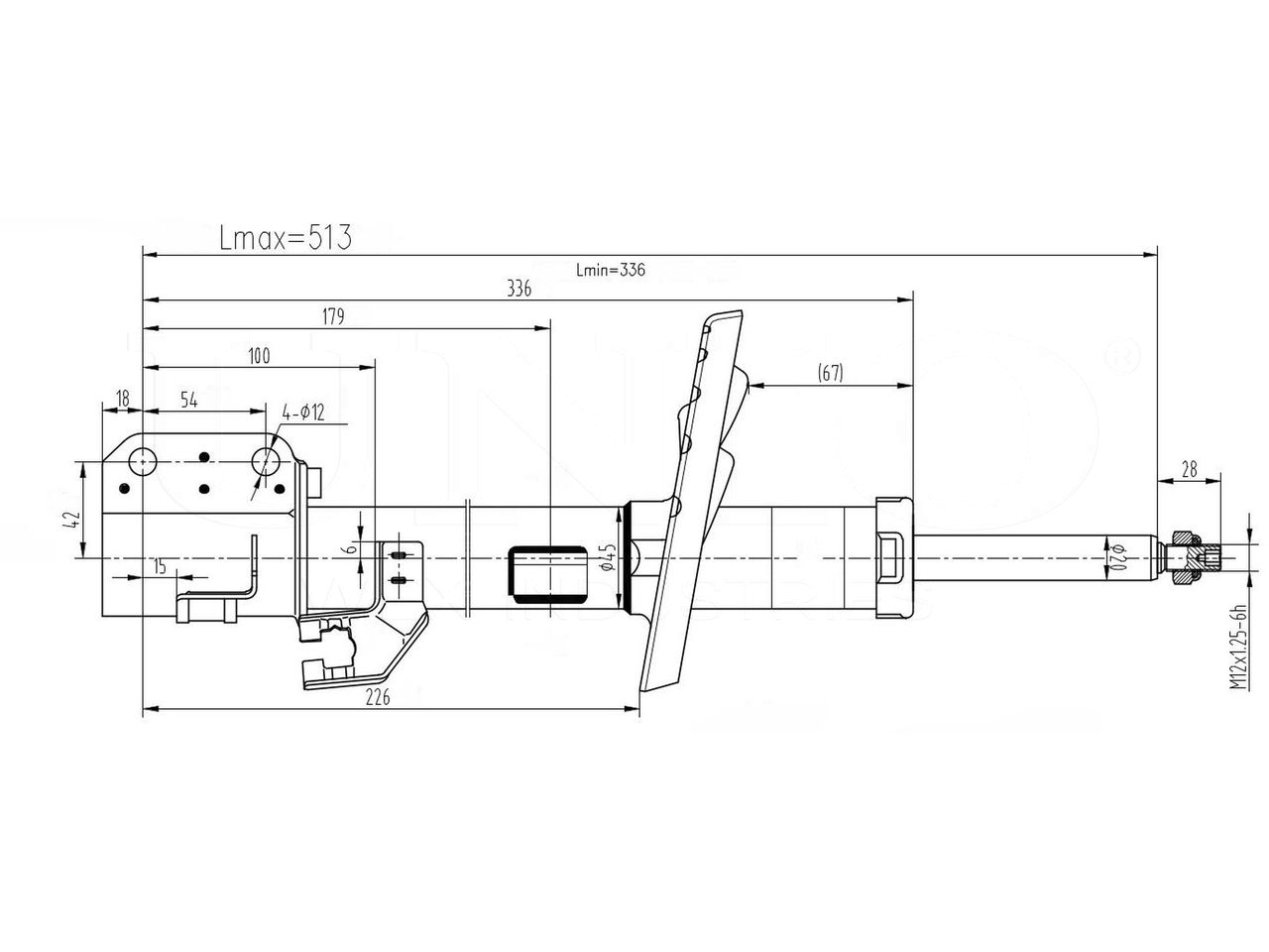 UNIO SAB-10095 (543029U000) амортизатор газовый передней подвески правый Nissan (Ниссан) note (e11, ne11)
