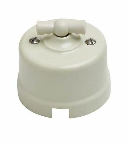 BIRONI Ретро Выключатель двухклавишный поворотный, пластик, цвет Слоновая Кость