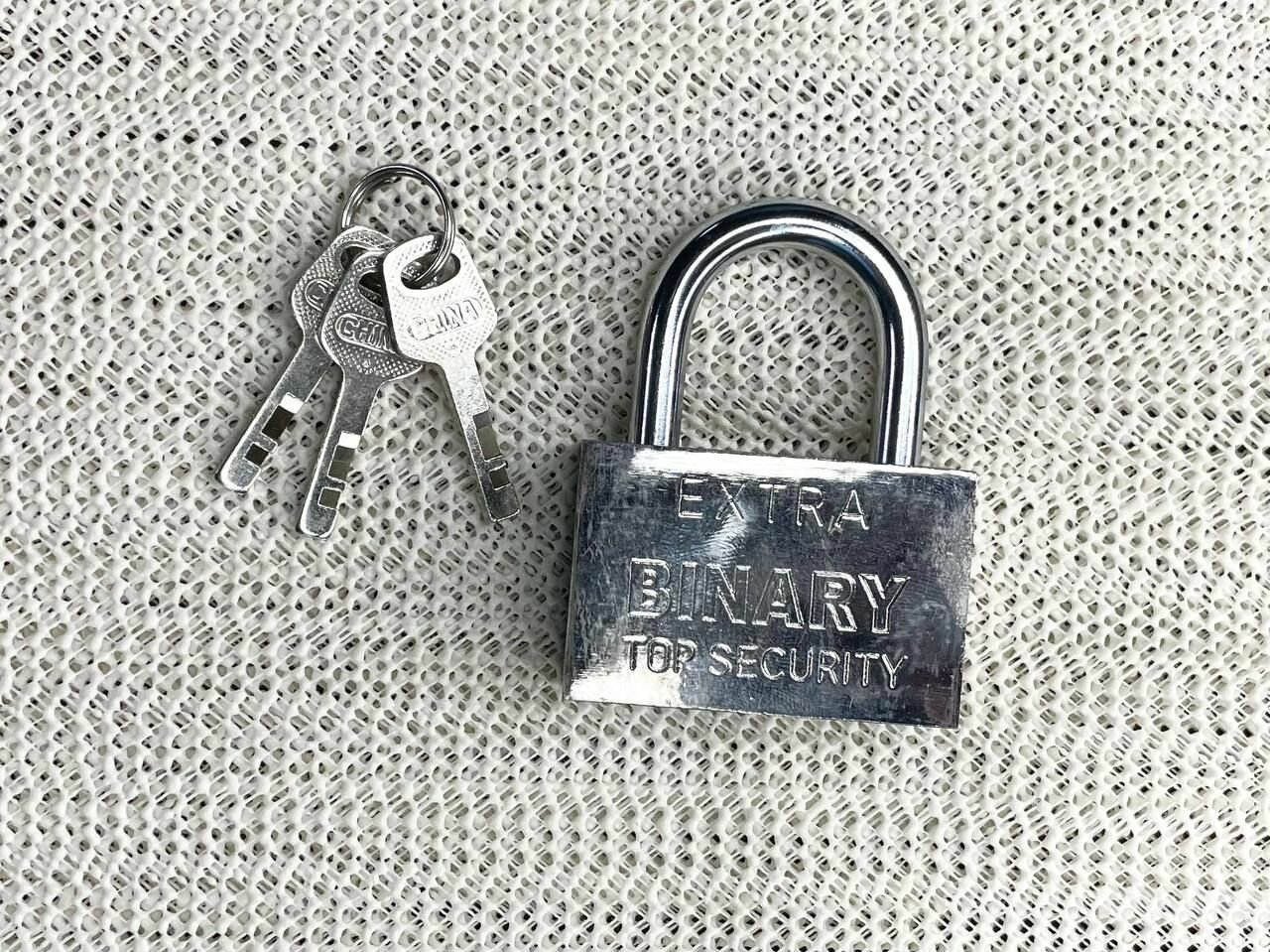 Замок навесной "BINARY", нержавеющая сталь, 80мм, 3 ключа в комплекте