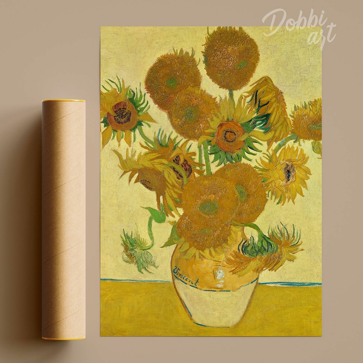 Постер 30х40 см Ван Гог репродукция "Подсолнухи" без рамы/ Постер для дома, интерьера, декор на стену
