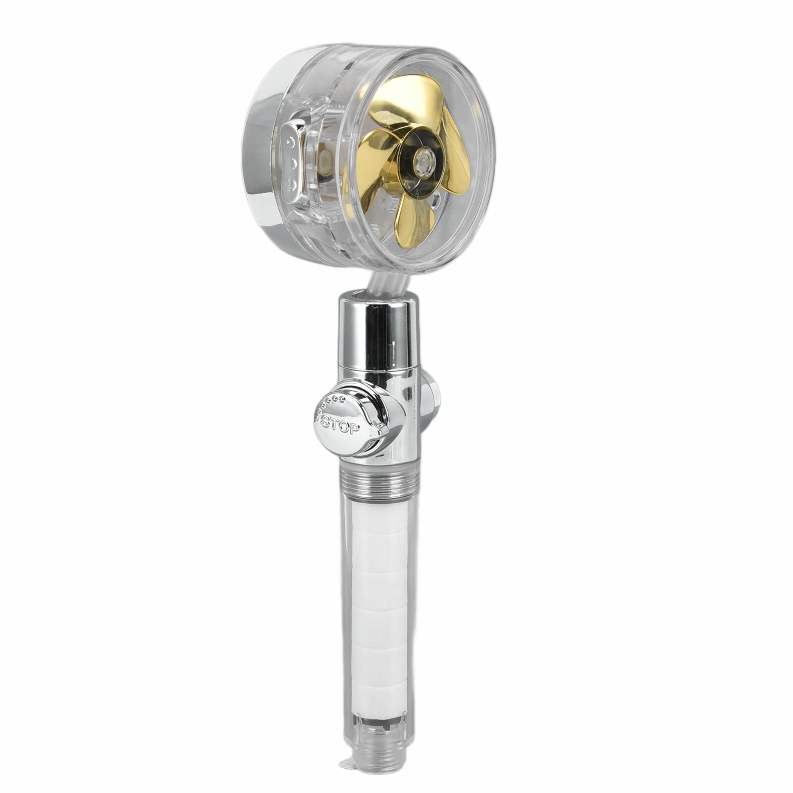 Пропеллерная душевая головка Vortex Hydro Jet вращающаяся на 360 ручная с переключателем паузы фильтр G1/2