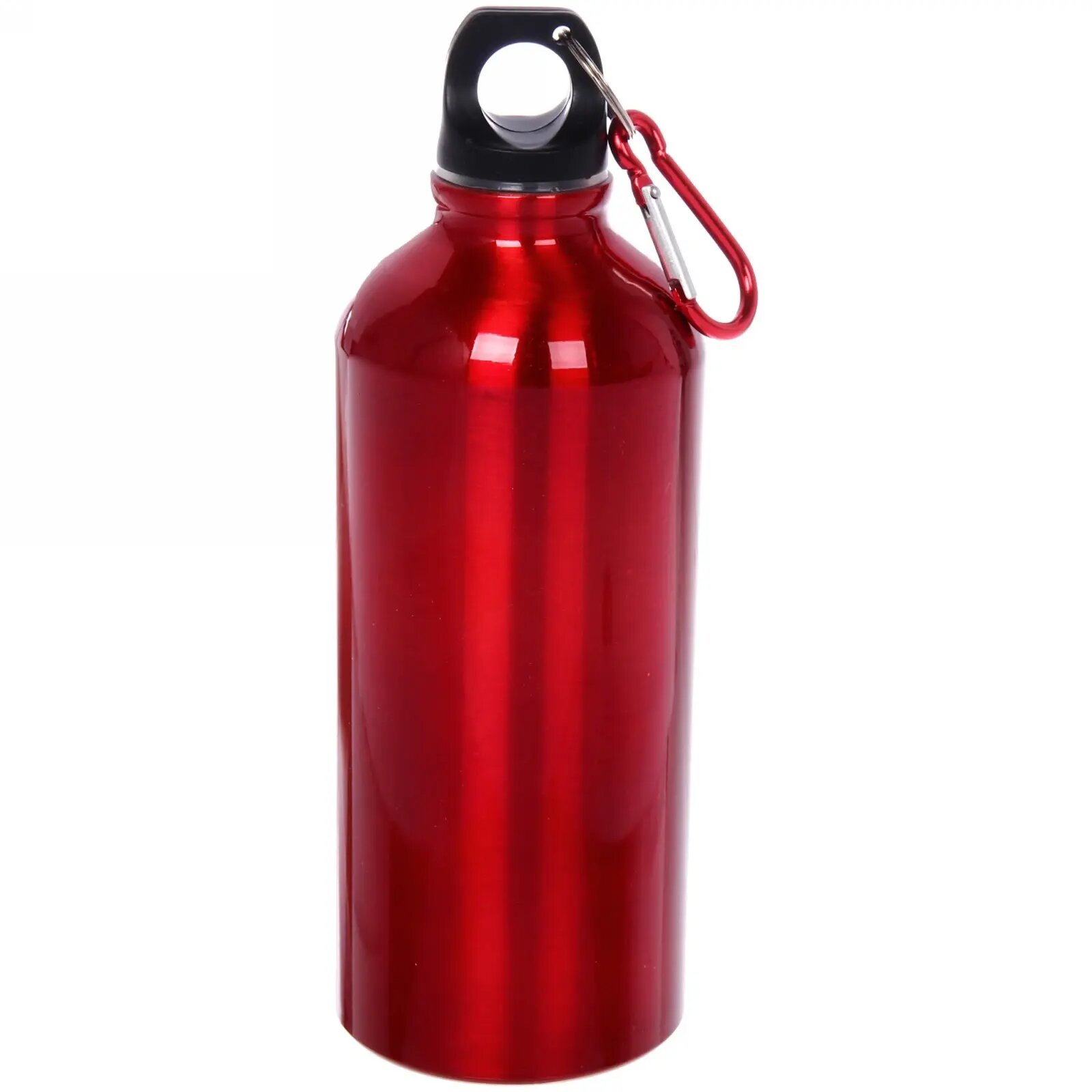 Фляга туристическая алюминиевая 600 мл с карабином, цвета: красный, синий, серебристый