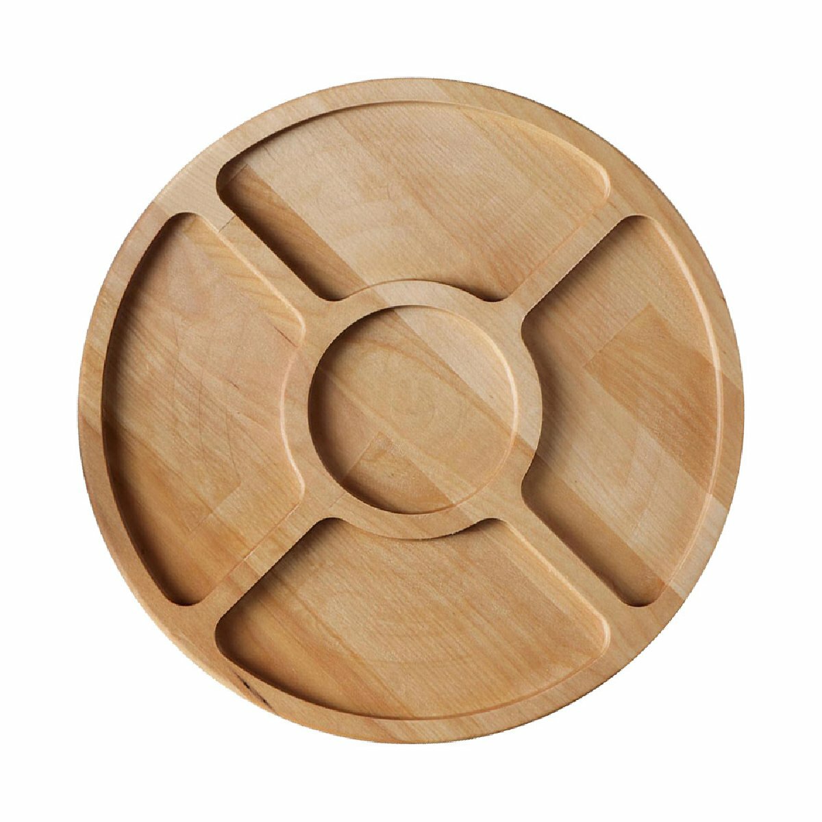 Менажница 5-секционная береза диаметр 28 см для сервировки стола холодных закусок мяса суши роллов орехов сухофруктов покрыта маслом