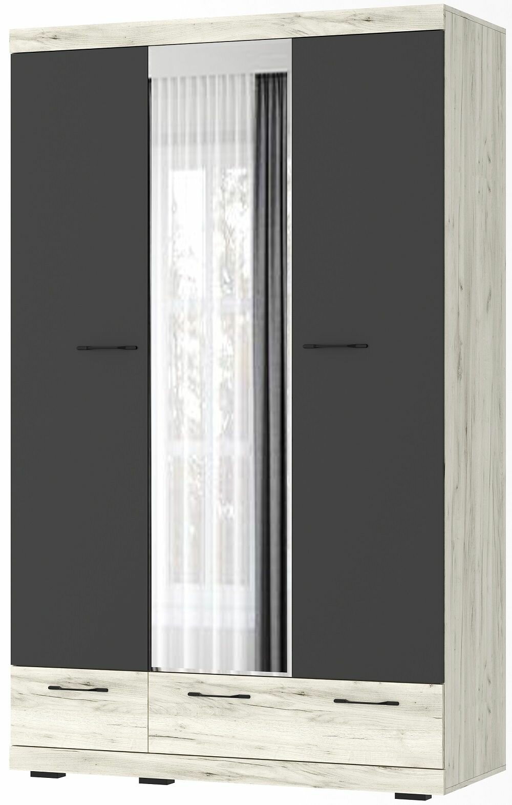 Соната Шкаф ШСЗ-1350 Крафт белый-Антрацит (Памир)