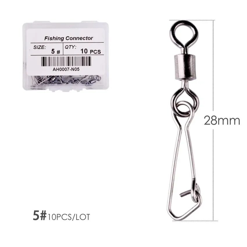 Рыболовные вертлюги из нержавеющей стали MS QL, 10 шт. Size5 28mm 25kg