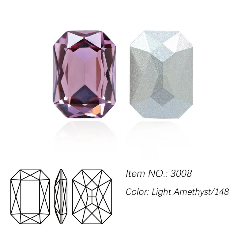 Стразы К9, восьмиугольные, Light Amethyst/148