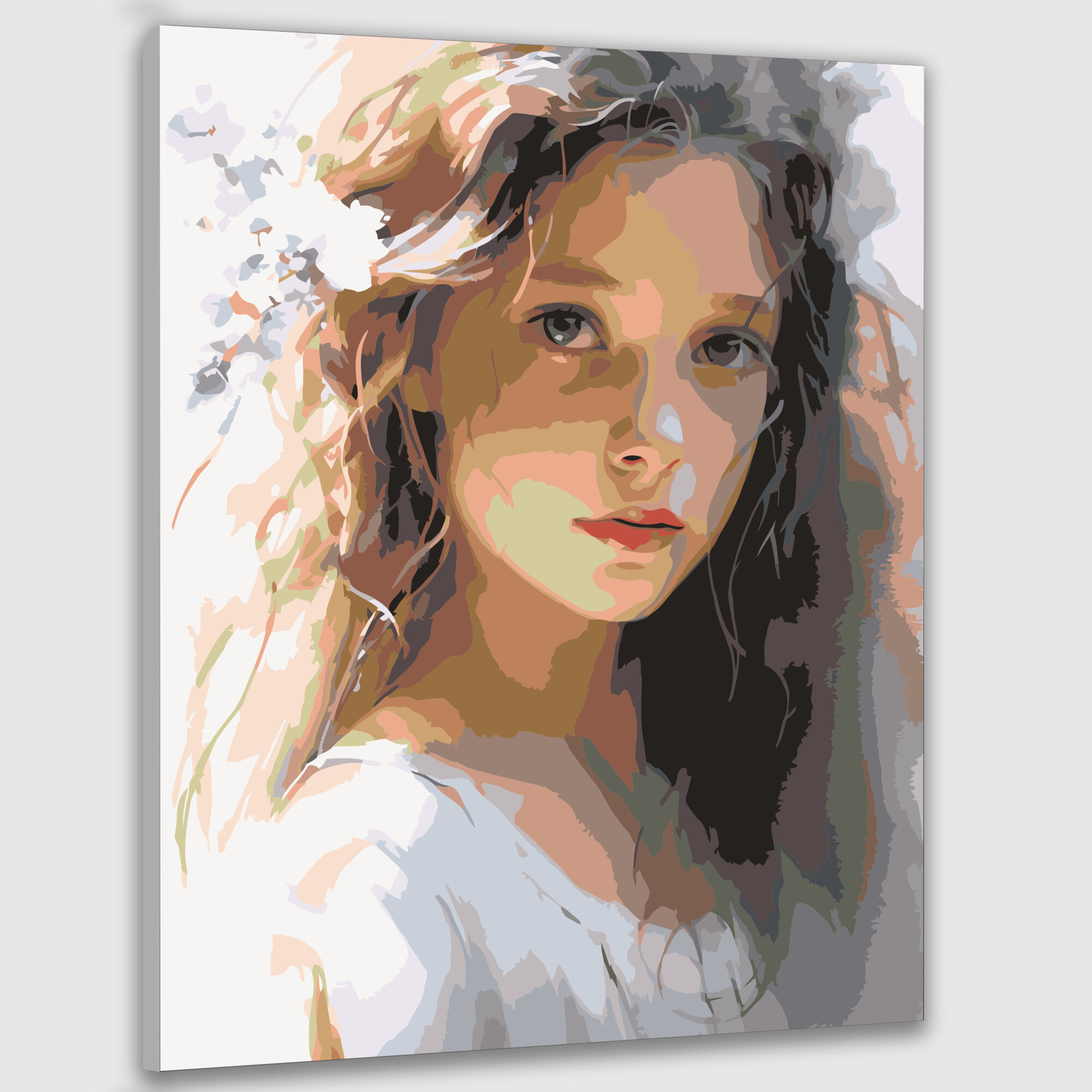 Картина по номерам 40x50 см, акварельная картина, свет на лице, девушка, естественная красота, безмятежность