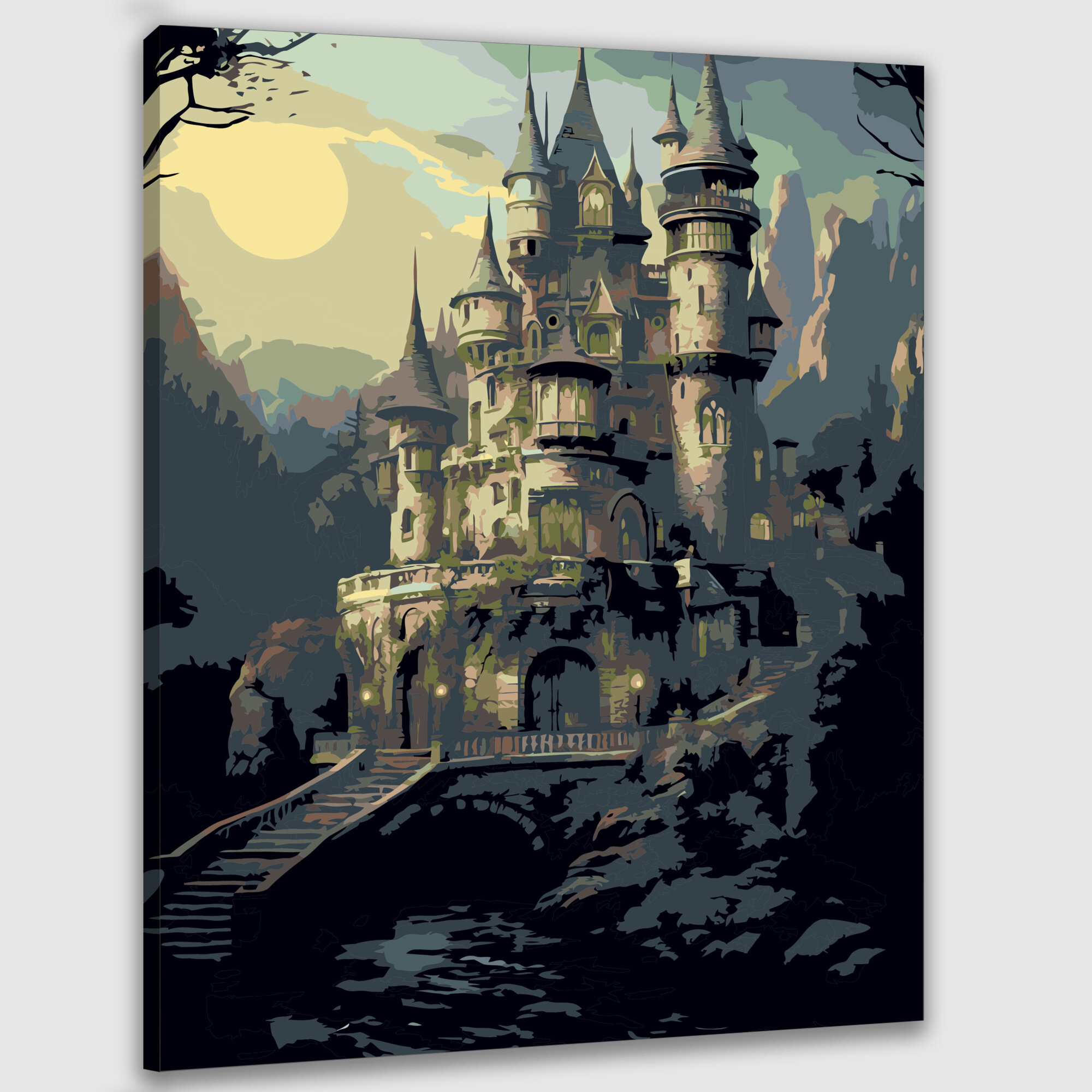 Картина по номерам 40x50 см, замок, фотография, сказка, скорпион, подоконник, черты, цвета, контраст