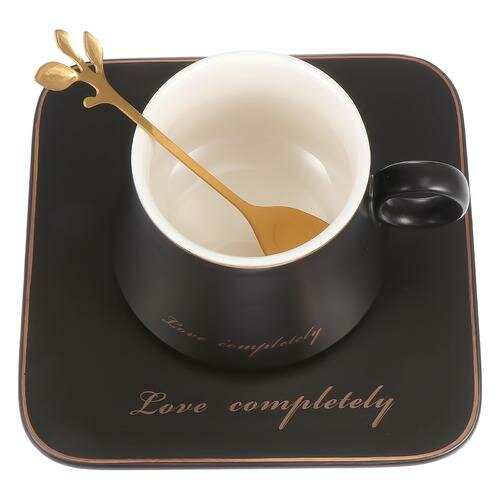 Ceramic Tea Mug Coffee Cup European Style Coffee Saucer (Black)|Mugs