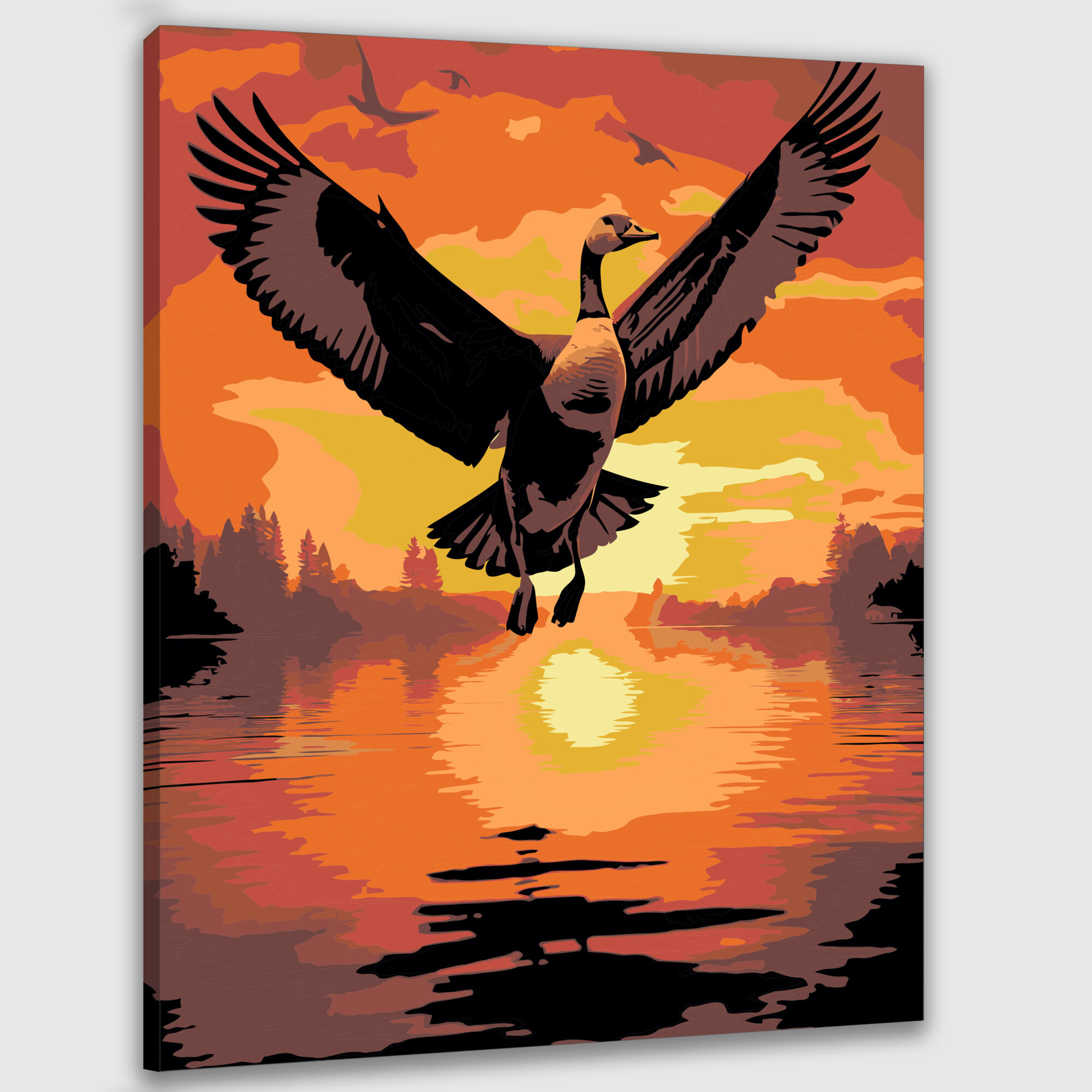 Картина по номерам 40x50 см, гусь, полет, крылья, закат, солнце, перья, красота, движение, величие, Canon EF 70-200mm f