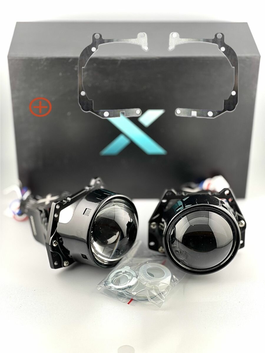 Линзы Bi Led DXL YH3 для Mazda 3 II (BL) (2008 - 2013 г. в.) (линзы + рамки) 3.0 дюйма светодиодные ближнего и дальнего света в автомобильные фары / Би Лед модули на гайку / Hella 3 / комплект 2шт