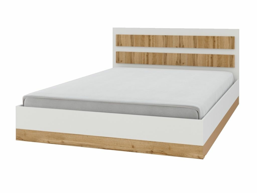 Кровать 1600 Дубай Белый жемчуг / Дуб Вотан ЛДСП для подростков для взрослых комфорт и стиль