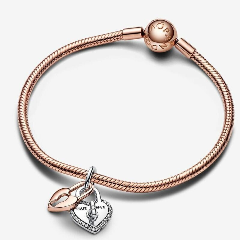 Подвески и кулоны MINGR Двухцветный поворотный двойной подвесной замок в форме сердца