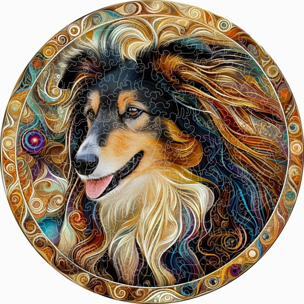 Деревянный пазл BoberBox "Мандала Колли триколор", 262 деталей