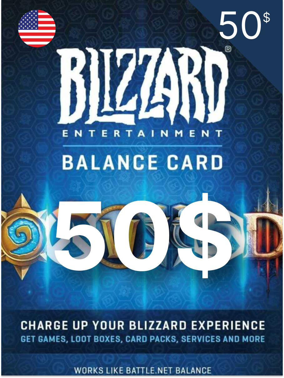 Пополнение счета Blizzard (Battle NET) на 50 USD ($) Америка / Код активации доллары / Подарочная карта Близзард (Батл Нет)
