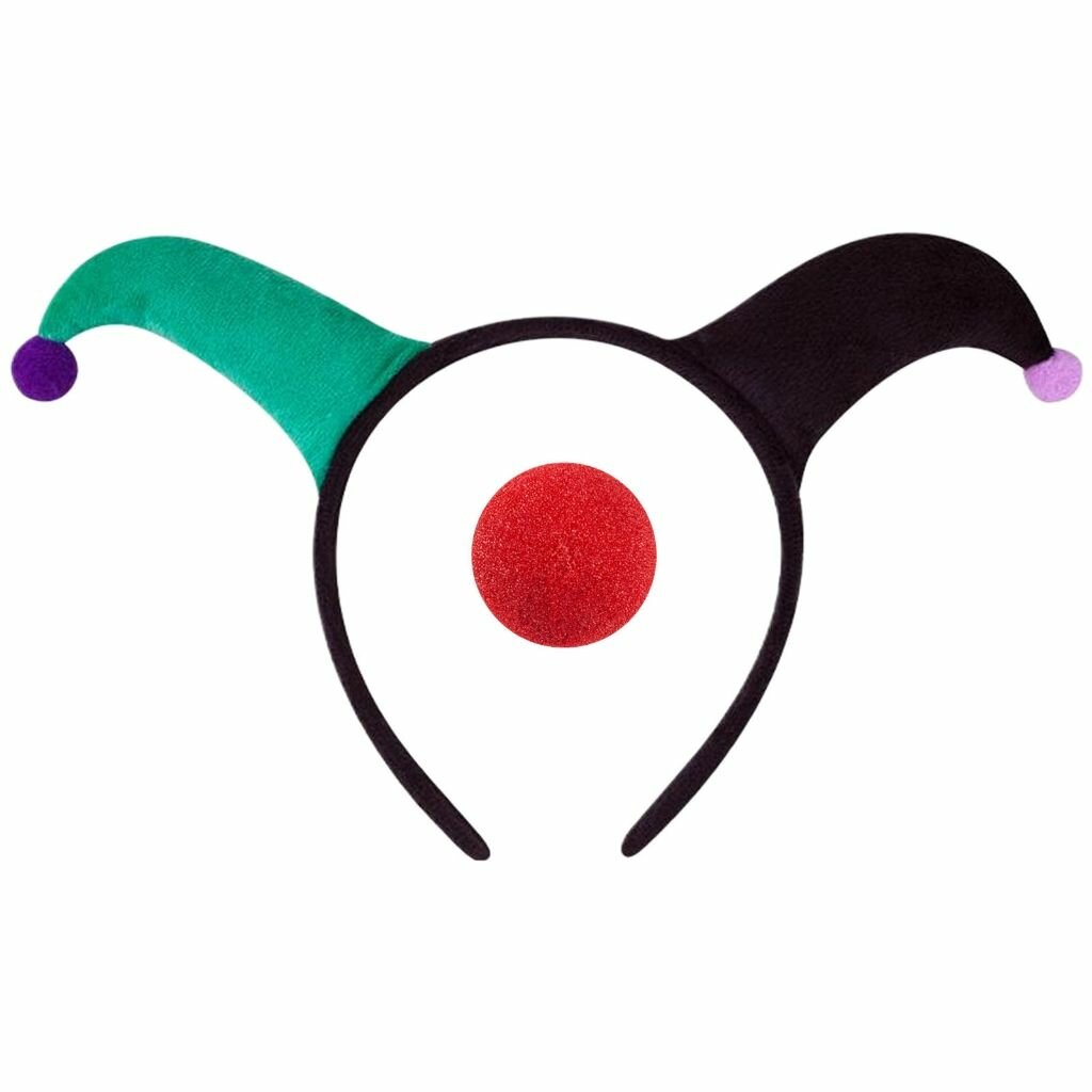 Набор повязок для Клоуна-Черно-Зеленая Повязка Для Клоуна С Красным Носом