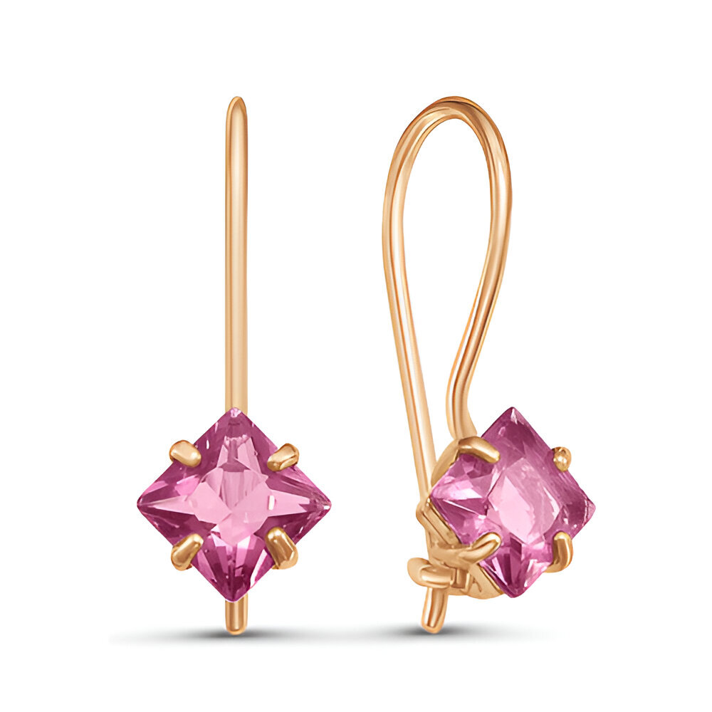 Серьги, красное золото, 585 проба, зернь, фианит
