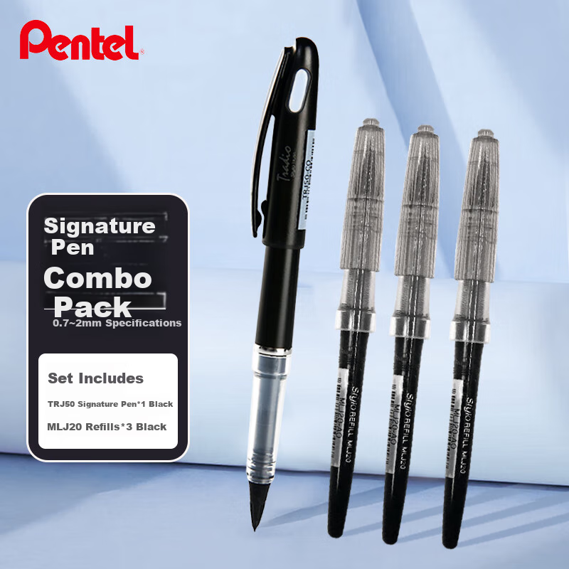 Pentel Sign Pen 0.7-2.0mm Sketching Pen Drawing Pen TRJ50-AO Black Set