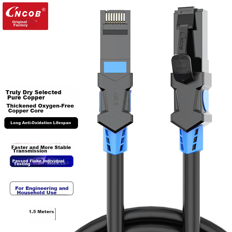 CNCOB Cat6 Ethernet Cable, Home Gigabit Unshielded 8-Core Twisted Pair Patch Cord, for Computer Network, Broadband, Surveillance, Construction, 1.5 Meters