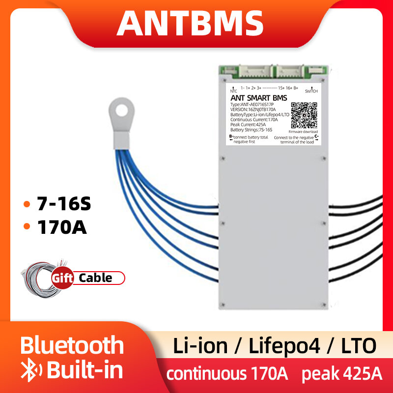Ant smart BMS 7S-16S Li-Ion LiFePo4 LTO 170A непрерывный пик 425A Bluetooth встроенный в тот же порт датчики температуры баланс платы