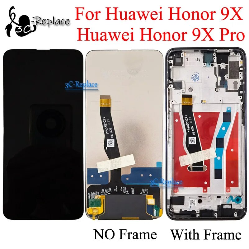 6,59 дюймов для Huawei Honor 9X/Honor 9X Pro HLK-AL10 HLK-TL10 Китай ЖК-дисплей с цифровым преобразователем сенсорного экрана в сборе/с рамкой Blue With Frame