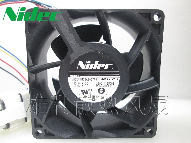 Nidec 8cm V80E14MS2A3-57A611 8038 13.6V 0.16A 4wire Вентилятор охлаждения V80E14MS2A3-57